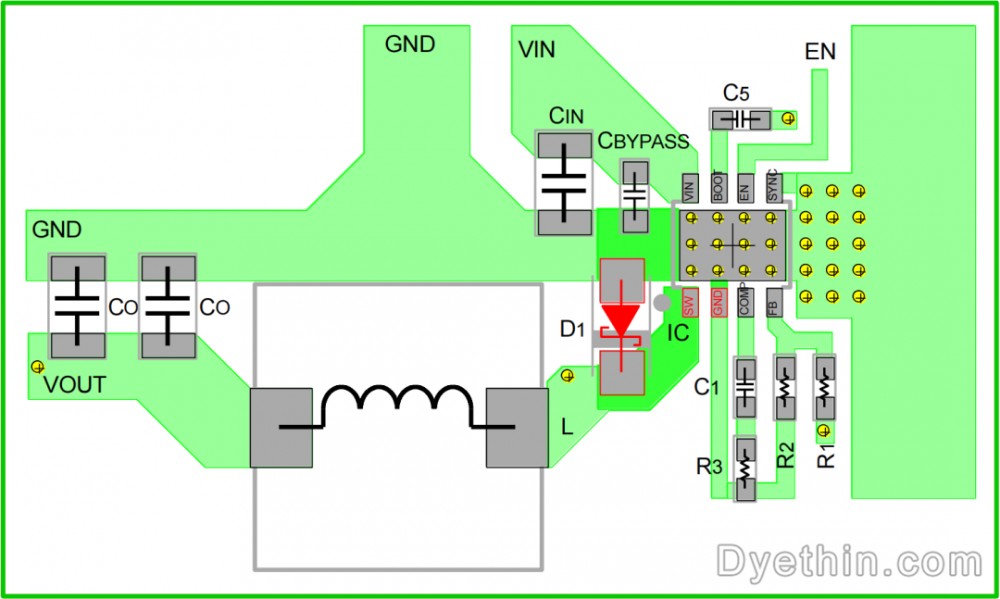 DC-DC elements of layout (1) - Dyethin