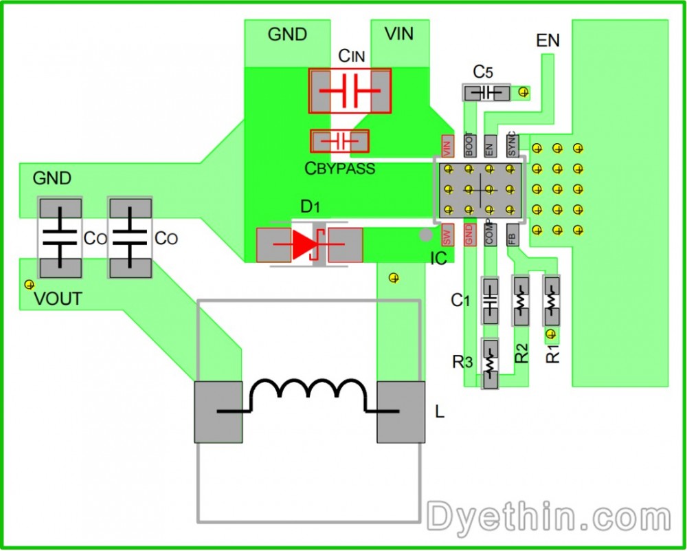 DC-DC elements of layout (1) - Dyethin