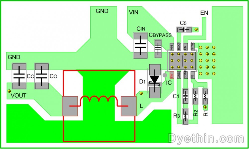 DC-DC elements of layout (2) - Dyethin