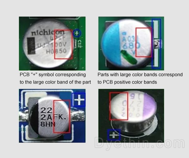 Polarity identification methods for various electronic components - Dyethin