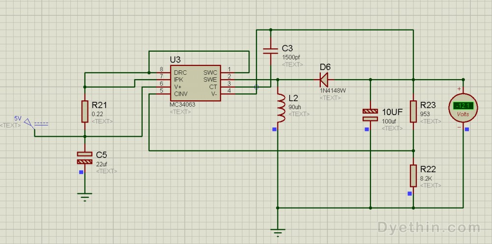 MC34063 Datasheet, pinout, 5V to 12V, -12V simulation and physical ...
